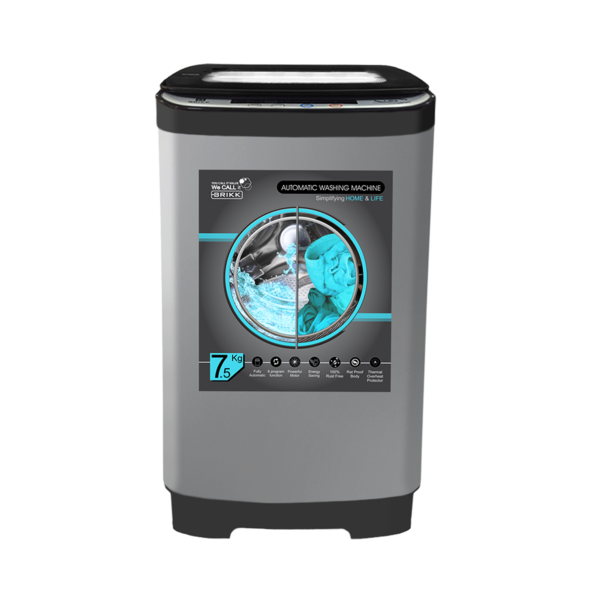 BRIKK 7.5kg Automatic Washing Machine (BFFAW-75KGRY)